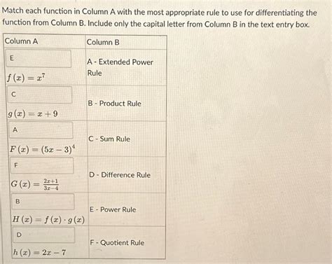 solved match each function in column a with the most