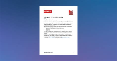 Intel Optane DC Persistent Memory Lenovo Press