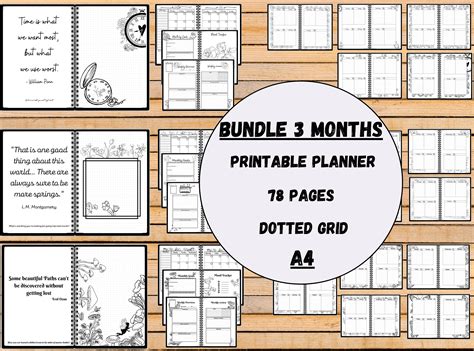 A4 Bundle Planner Bujo Bundle Printable Planner Bundle Premade Bullett