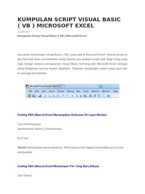 Kumpulan Script Visual Basic Pdf Microsoft Excel Visual Basic For