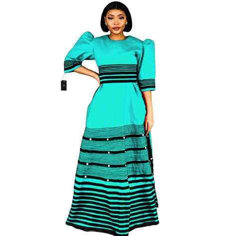 Africa Fashion House Anna Mo Wom Red Xhosa Umbacho Dress Turquoise