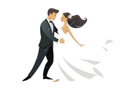 Premium Vector Elegant Wedding Couple Dancing In A Romantic And Graceful Pose Illustration