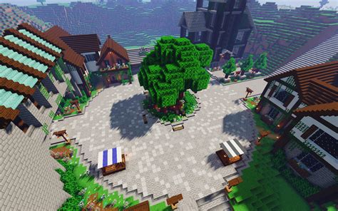 Medieval Town Square Minecraft Minecraft Medieval Village With Castle