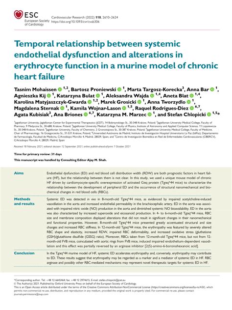Pdf Temporal Relationship Between Systemic Endothelial Dysfunction