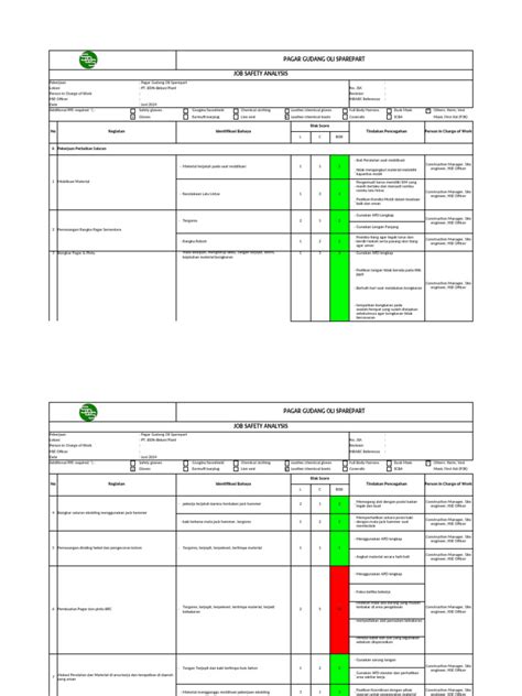 Form Jsa Pekerjaan Pagar Brc Pdf