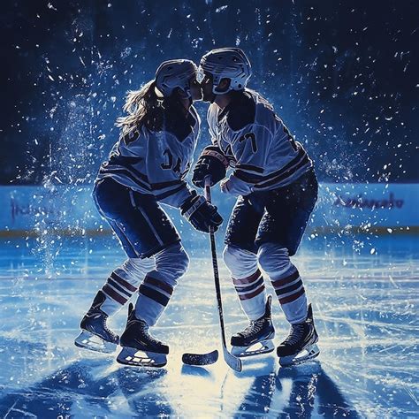Hockey Romance On The Ice Premium Ai Generated Image