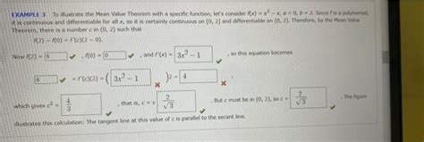 Solved EXAMPLE To Illustrate The Mean Value Theorem With A Chegg