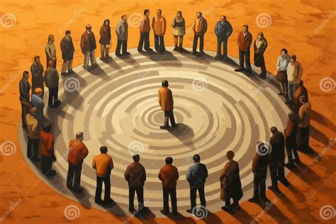A Crowd Of People Standing In A Circle Discussing The Person In The Center Of The Circle Vector