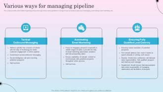 Various Ways For Managing Pipeline Optimizing Sales Channel For