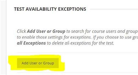 blackboard test availability exceptions teaching with technology