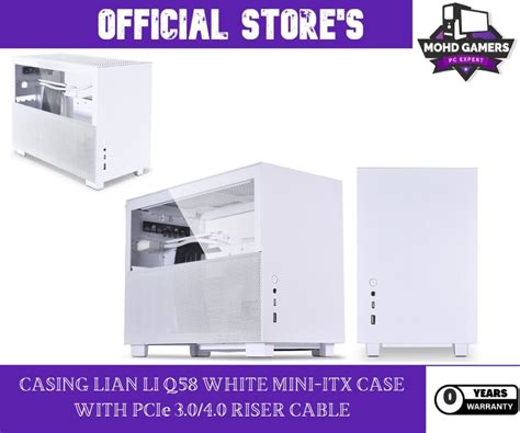Casing Lian Li Q58 White Mini Itx Case With Pcie 4 0 Riser Cable