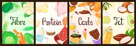 Een Set Posters Met Eten Gezonde Voeding Premium Vector