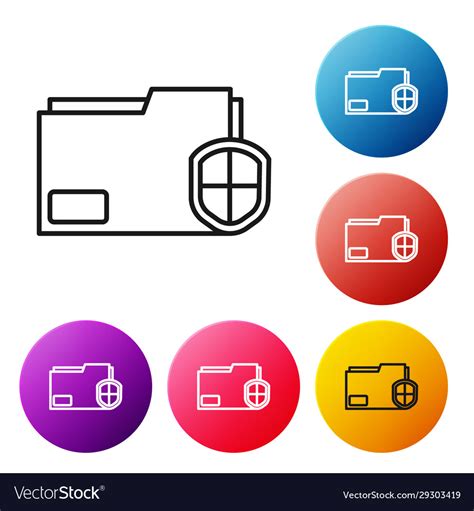 Black Line Document Folder Protection Concept Icon