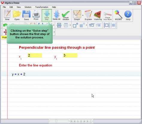 Algebrator Perpendicular Line Equation