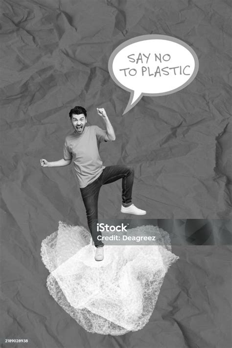크리 에이 티브 사진 3d 콜라주 아트 워크 포스터 책임있는 남자의 호출 지구를 구하다 더 이상 플라스틱이 그림 배경에 고립되어
