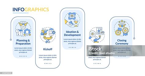 Hackathon Process Structure Blue Rectangle Infographic Template Stock Illustration Download