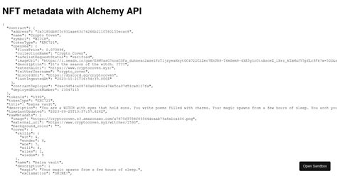 Fetch The NFT Metadata With Alchemy API For Front End Codesandbox