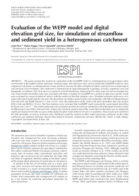 Pdf Evaluation Of The Wepp Model And Digital Elevation Grid Size For