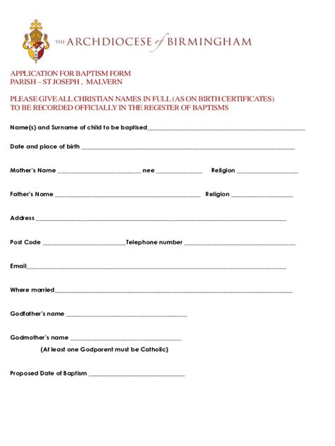 Fillable Online Request For Baptism Certificate Form Fax Email Print