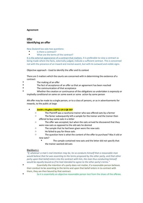 The Law Of Contract Notes Laws203 The Law Of Contract Canterbury Thinkswap