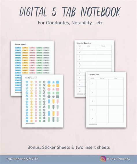 Dotted Grid Lined Digital Notebooks Bundle Subjects Tab Etsy Canada