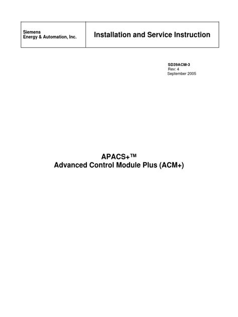 Apacs Advanced Control Module Plus Acm Pdf Programmable Logic