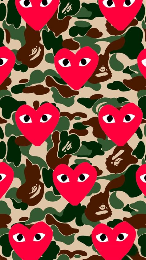 Download Bape Army Camo And Cdg Play Hearts Wallpaper