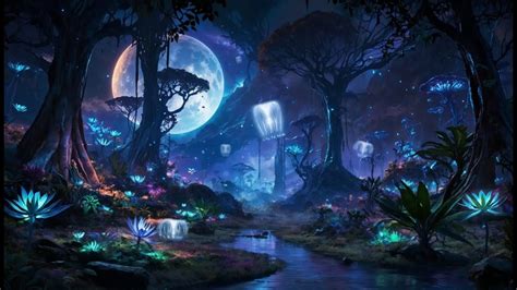 Avatar Forest Pandora At Night 🌌 Animal And River Sounds Youtube