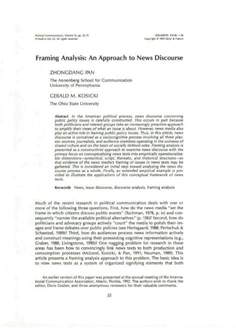 pdf framing analysis an approach to news discourse · framing