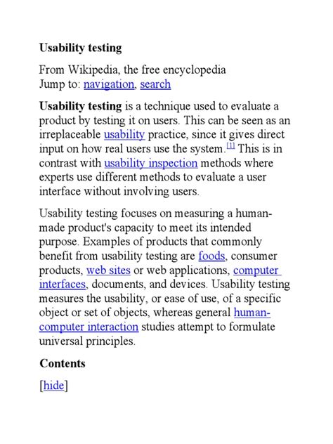 Navigation Search Usability Testing Pdf Usability Cognition