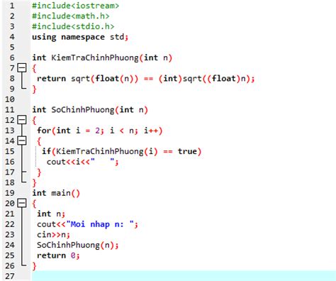 SỐ CHÍNH PHƯƠNG TRONG MẢNG CHIỀU C