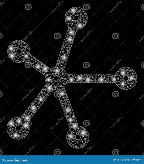 glossy mesh wire frame connections with flare spots stock vector