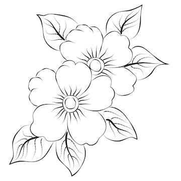 Premium Vector Free Vector Line Art And Hand Drawing Flower Art Black