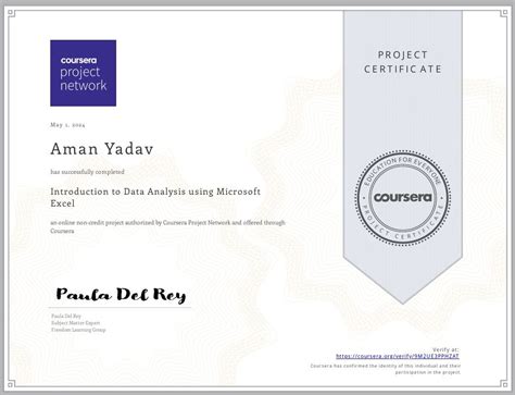 Aman Yadav On Linkedin Dataanalysis Microsoftexcel Coursera