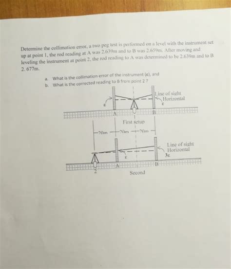 Solved Determine The Collimation Error A Two Peg Test Is