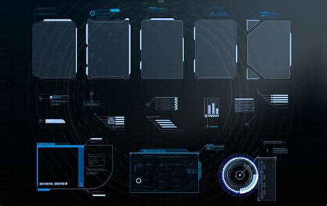 Hud Ui Gui 미래 프레임 사용자 인터페이스 화면 요소 세트 통화 아웃 통신으로 설정합니다 추상 적인 제어판 레이아웃