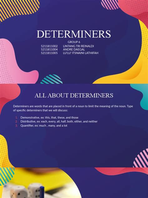 Kelompok 6 English Presentation Determiners Pdf Noun Grammatical Number