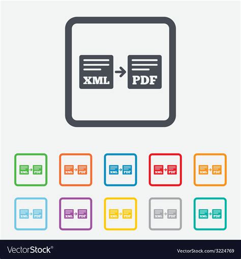 Export Xml To Pdf Icon File Document Symbol Vector Image