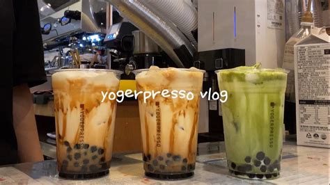 Eng🥤cafe Vlog🧋🤎흑당버블티🧋💚밀크폼녹차버블티초코쿠키프라페갈릭치즈볼메리치즈자몽에이드딸기요거트스무디메리
