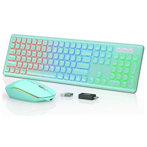 Jomaa Type C Usb 2 4g Wireless Keyboard Mouse Combo Rgb Backlit Rechargeable Full Size Wireless