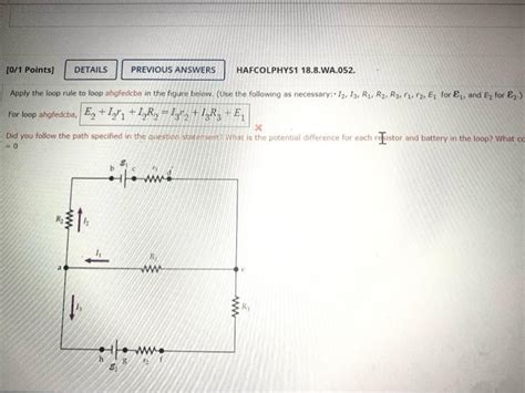 Solved Apply The Loop Rule To Loop Ahgfedcba In The Figure