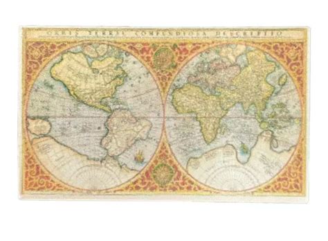 POSTER CASA BAMBOLE Antica Mappa Del Mondo Miniatura Studio Accessorio