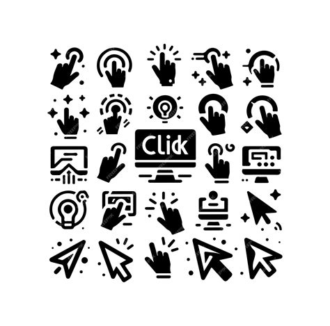 Set Of Arrow Web Cursors Set Computer Pointer Click Icon Clicking