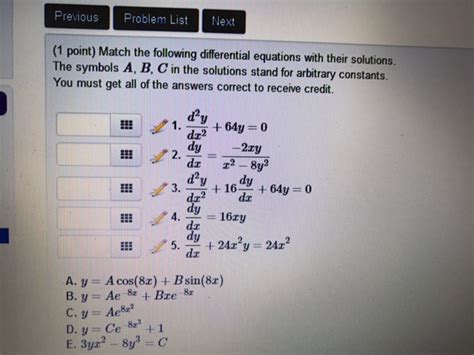 Solved Previous Problem List Next 1 Point Match The Chegg Com