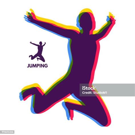 뛰어 오르는 남자의 실루엣입니다 스포츠 디자인 서식 파일입니다 벡터 일러스트입니다 Gymnastics Event에 대한 스톡 벡터 아트 및 기타 이미지