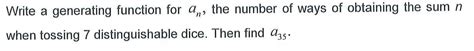 Solved Write A Generating Function For An The Number Of