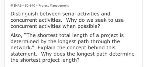 Solved Distinguish Between Serial Activities And Concurrent