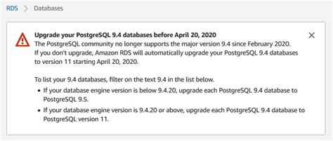 Moving On From Amazon Rds For Postgresql Versions 94 Aws Database Blog