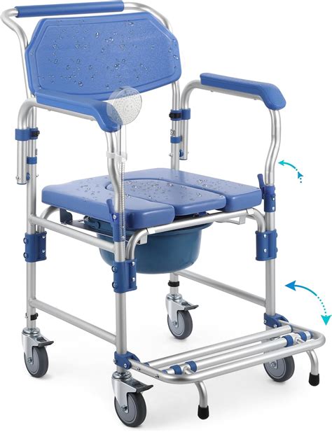 Bedside Commode Wheelchair With Drop Arms And Lockable