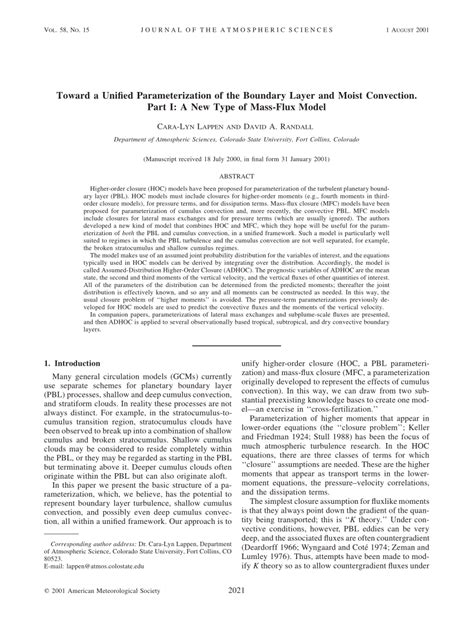 Pdf Toward A Unified Parameterization Of The Boundary Layer And Moist Convection Part I A